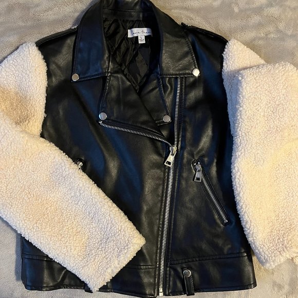 Love Tree | Jackets & Coats | Faux Leather And Sherpa Jacket | Poshmark